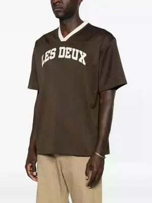 LES DEUX V-neck Perforated T-shirt - Brown