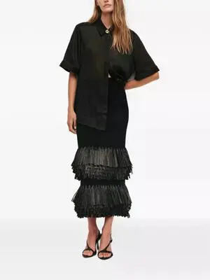 Aje Agave Fringed Midi Skirt