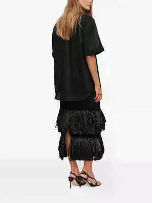 Aje Agave Fringed Midi Skirt