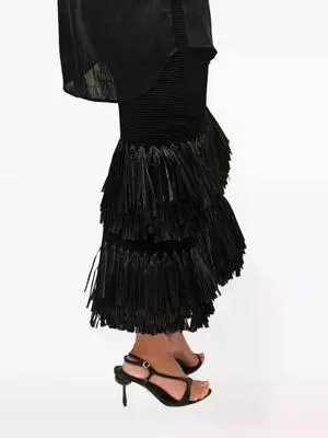 Aje Agave Fringed Midi Skirt