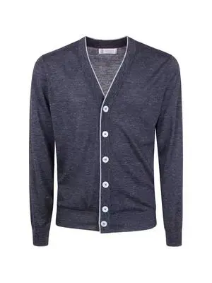 Brunello Cucinelli Button Light Grey Cardigan