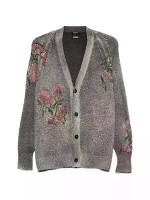 Avant Toi Floral-details Buttoned Cardigan - Grey