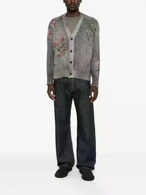 Avant Toi Buttoned Cardigan With Floral Details