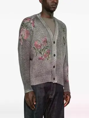 Avant Toi Buttoned Cardigan With Floral Details