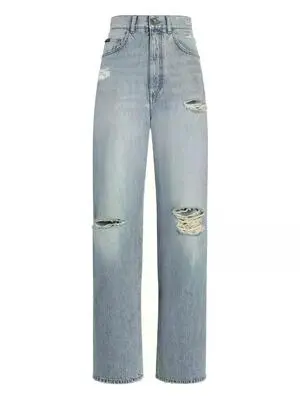 Dolce & Gabbana Distressed Wide-leg Jeans - Blue