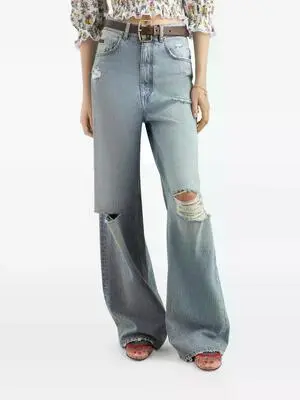 Dolce & Gabbana Distressed Wide-leg Jeans