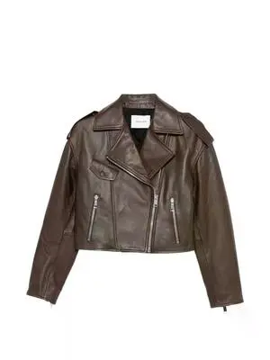 YVES SALOMON Zip-fastening Leather Jacket - Brown