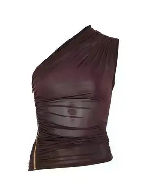 Elisabetta Franchi One-shoulder Zip Top - Brown