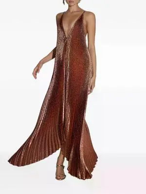 L'IDEE Pleated Maxi Dress - Brown