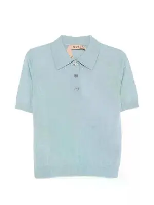 N°21 Button Embellished Polo Top - Blue