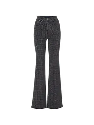 Veronica Beard Crosbie Rhinestone Wide-leg Jeans