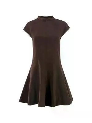 Staud Ellie Mock-neck Flared Mini Dress - Brown