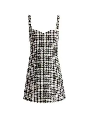 Alice + Olivia Sweetheart Checked Mini Dress - Black
