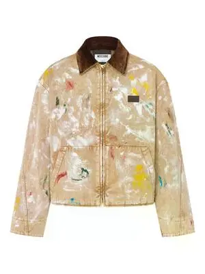 Moschino Corduroy-collar Paint-splatter Jacket - Neutrals