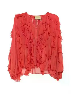 Momoni Canela Ruffled Blouse - Orange