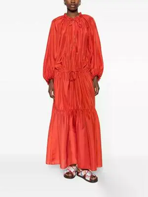 Momoni Viento Ruffled Drawstring Maxi Dress