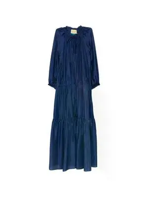 Momoni Viento Ruffled Maxi Dress - Blue