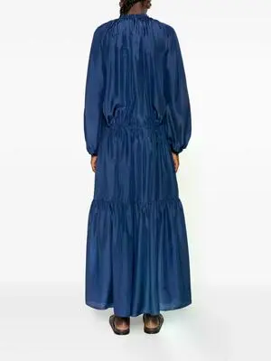Momoni Viento Ruffled Maxi Dress - Blue