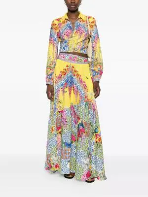 Camilla Floral Print Wrap Shirt - Yellow