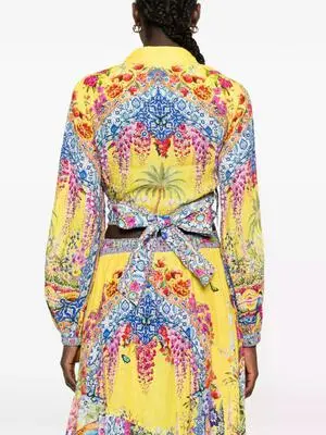 Camilla Floral Print Wrap Shirt - Yellow
