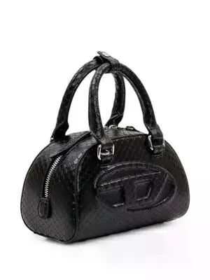 DIESEL® 1dr Dome Small Bowling Bag In Snake-effect Leather - Black