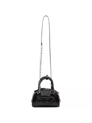 DIESEL® 1dr Dome Small Bowling Bag In Snake-effect Leather - Black