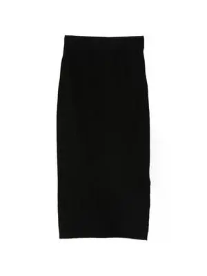 Eric Bompard Ribbed Elasticated Midi Skirt - Black
