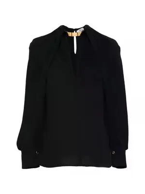 Elisabetta Franchi Choker V-neck Blouse - Black