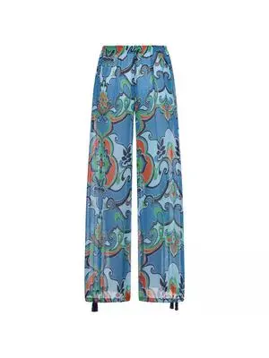 Etro Floral-print Trousers - Blue