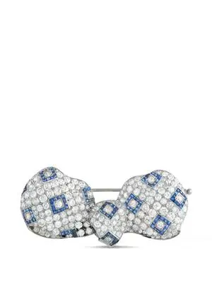 LB EXCLUSIVE Diamond Sapphire Bow Brooch - Silver