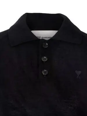 Ami Merino Wool De Coeur Polo - Black