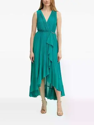 MORGAN Pleated V-neck Midi Dress