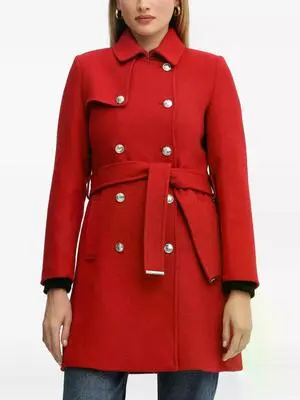 MORGAN Belted Double-breasted Coat - Red