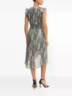 MORGAN Ruffled Reptile-print Midi Dress