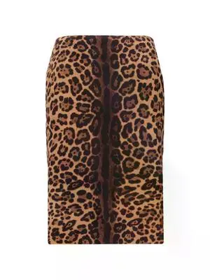 LA ROSE Leopard-print Midi Pencil Skirt - Neutrals