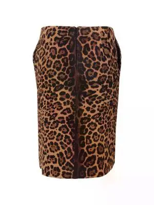 LA ROSE Leopard Print Midi Pencil Skirt