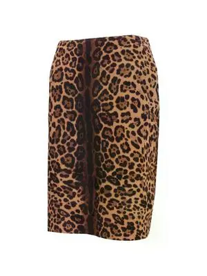 LA ROSE Leopard Print Midi Pencil Skirt