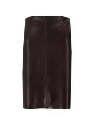 LA ROSE Leather Midi Skirt