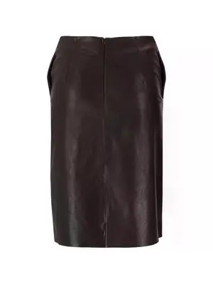 LA ROSE Leather Midi Skirt