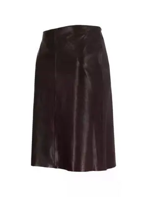 LA ROSE Leather Midi Skirt