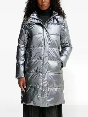 MORGAN Hooded Quilted Coat - Silver