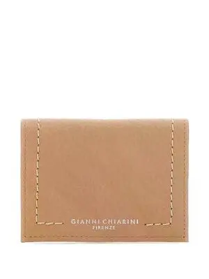 GIANNI CHIARINI Bubble Contrast-stitch Leather Card Holder - Neutrals