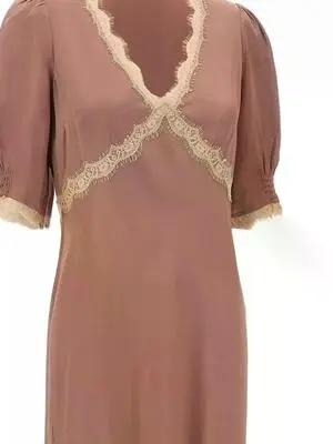 Rixo Lace-trim Balloon-sleeve Midi Dress - Pink