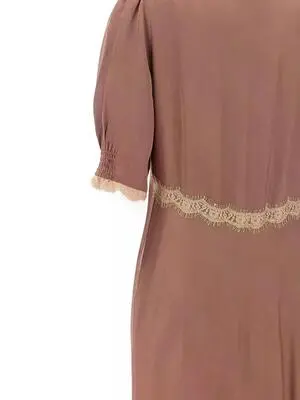 Rixo Lace-trim Balloon-sleeve Midi Dress - Pink
