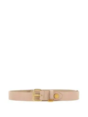 GIANNI CHIARINI Maxi-grain Leather Belt With Square Buckle - Neutrals