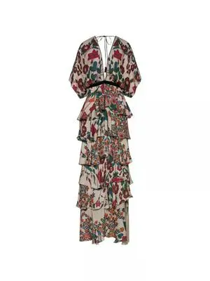 Johanna Ortiz Ancestral Floral-pattern Maxi Dress - Neutrals
