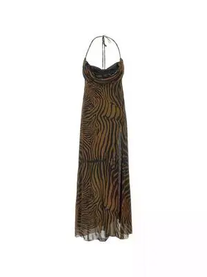 Blumarine Zebra-print Draped Maxi Dress - Brown