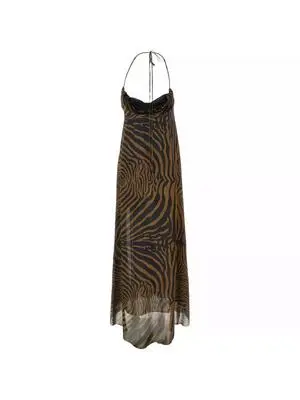 Blumarine Zebra-print Draped Maxi Dress