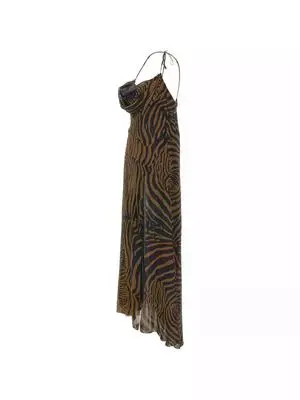 Blumarine Zebra-print Draped Maxi Dress