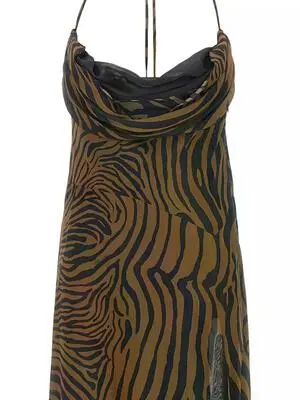 Blumarine Zebra-print Draped Maxi Dress